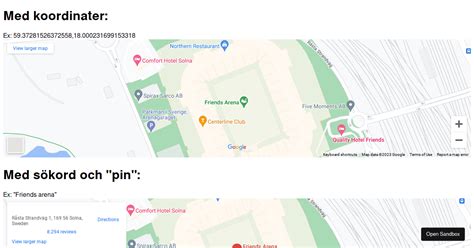 Google Maps Embedded Codesandbox