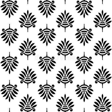 Geometric Floral Abstract Seamless Pattern Linear Motif Background Monochrome Decoration