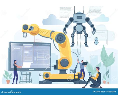 Engineers Working With Robotic Arm And Robot Design Stock Image Image