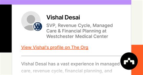 Vishal Desai Svp Revenue Cycle Managed Care And Financial Planning At Westchester Medical