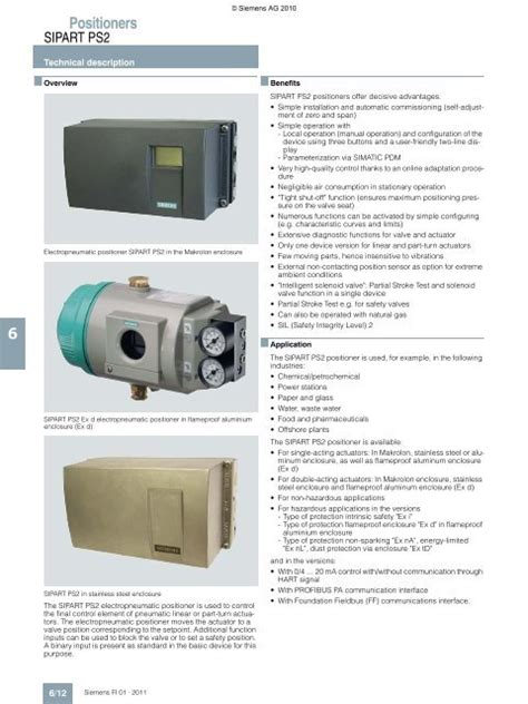 Technical Brochure Siemens Sipart Ps2 Positioner