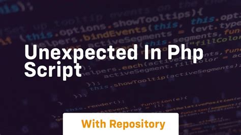Unexpected In Php Script Youtube