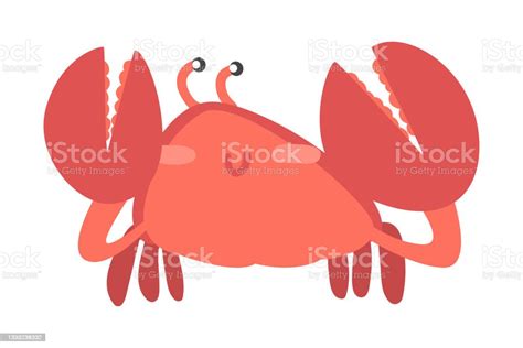 수생 포유류로 붉은 게 캐릭터 와 핀서 웃는 벡터 일러스트 갈고리 발톱에 대한 스톡 벡터 아트 및 기타 이미지 갈고리 발톱 갑각류 귀여운 Istock