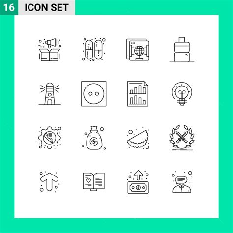Universal Icon Symbols Group Of 16 Modern Outlines Of Care Product