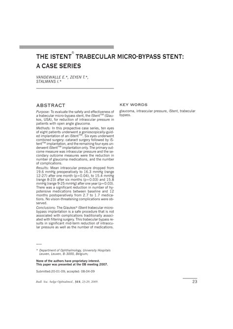 Pdf The Istent Trabecular Micro Bypass Stent A Case Series Pdf The Istent Trabecular Micro Bypass Stent A Case Series