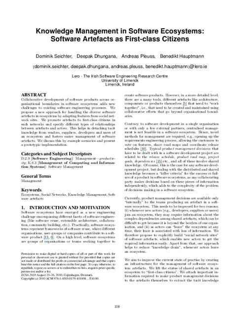 pdf knowledge management in software ecosystems software artefacts
