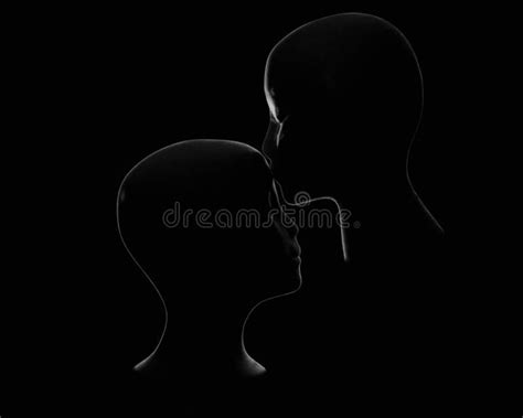 Female Maniken Head Kissing Another Maniken Head On The Forehead Stock