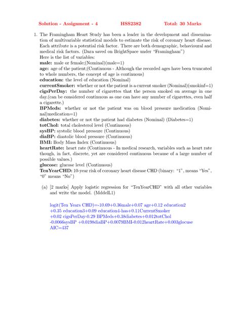 S Assignment 4 2382 W231 Solution Assignment 4 Hss2382 Total 30