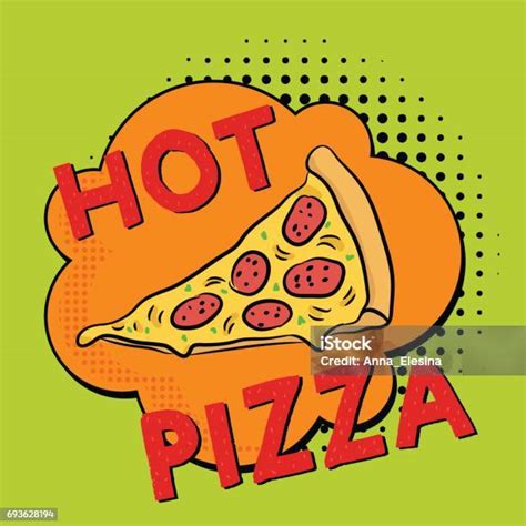 패스트 푸드 팝 아트 배너입니다 피자 조각의 낙서 그림입니다 벡터 음식 일러스트 비스트로 패스트 푸드 체인 레스토랑 스낵 바 0명에 대한 스톡 벡터 아트 및 기타 이미지