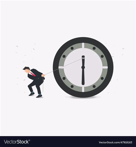 Businessman Pulling Clock Royalty Free Vector Image