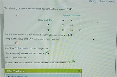 solved hint s check my work the following table contains