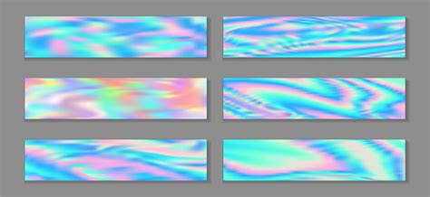 네온 홀로 그램 세련된 배너 수평 유체 그라데이션 공주 배경 벡터 컬렉션입니다 파스텔 0명에 대한 스톡 벡터 아트 및 기타