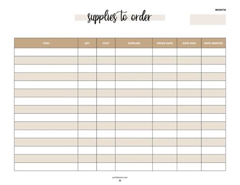 Business Supply List Printables 16 Free Inventory And Supplies Pdfs