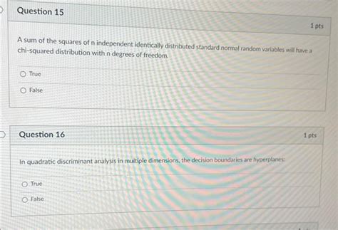 Solved Question 15 1 Pts A Sum Of The Squares Of N