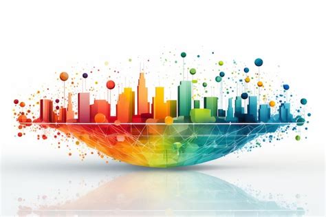 Premium Photo Colorful Abstract City Skyline With Dynamic Data And