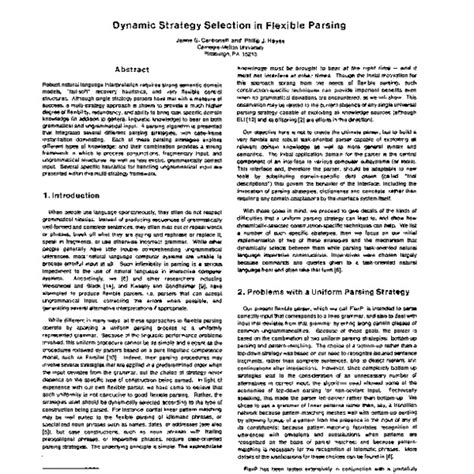 Dynamic Strategy Selection In Flexible Parsing Acl Anthology