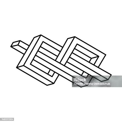 착시 모양 추상적인 영원한 기하학적 물체 불가능한 끝없는 윤곽선 광학 예술 불가능한 지오메트리 기호입니다 라인 아트 0명에 대한 스톡 벡터 아트 및 기타 이미지 Istock