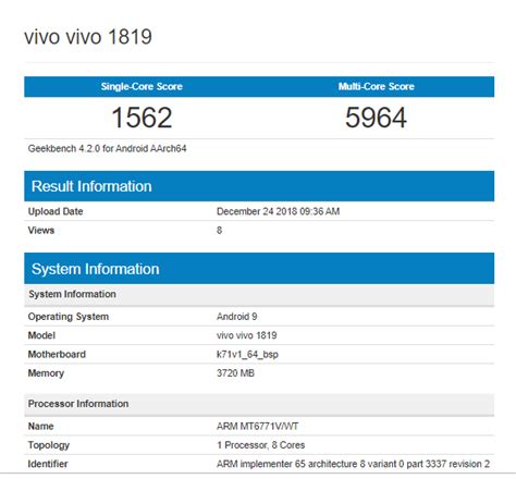 An Upcoming Vivo Phone With Mediatek Mt Soc Appears On Geekbench Gizchina Com