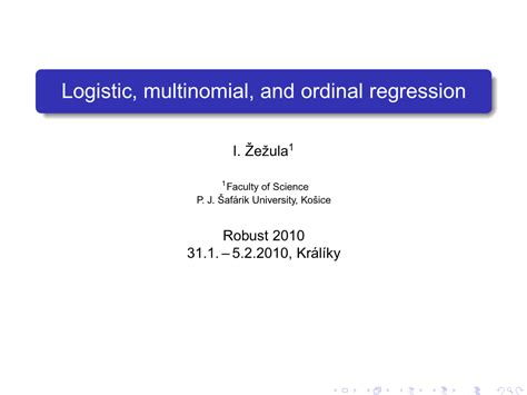 Logistic Multinomial And Ordinal Regression Docslib