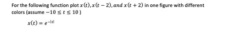 Solved For The Following Function Plot X T X T 2 And Chegg Com