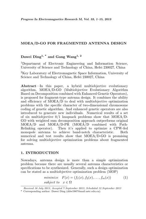Pdf Moead Go For Fragmented Antenna Design