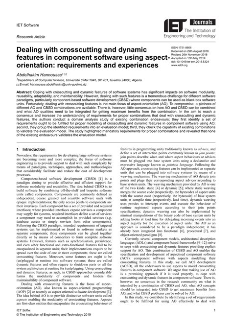 Pdf Dealing With Crosscutting And Dynamic Features In Component Software Using Aspect