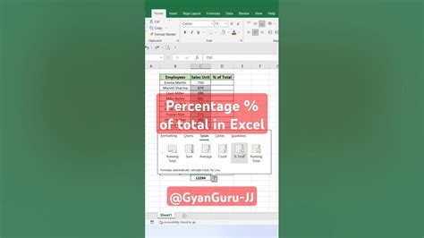 Percentage Of Total In Excel Shorts Shortsfeed Excel Exceltips Exceltutorial