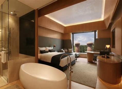 Luxury Hotel Bathroom With Large Tub And Walk In Shower