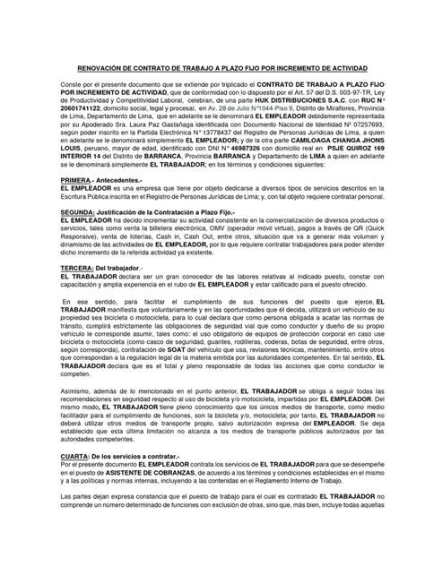 Ia Contrato Ac Norte Chico Jhons Louis Pdf Derecho Laboral Salario