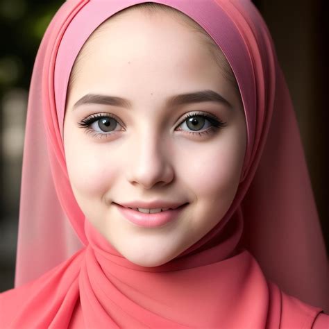 Premium Photo A Young Woman Wearing A Pink Hijab With The Word Love