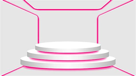 빈 실내에서 빛나는 받침대 3d 와 핑크 라이트 네온 램프 화장품 디스플레이 현대 및 Led 조명 연단 무대와 핑크 형광빛 빛 장식 제품 장소에 대한 받침대 원 0명에 대한