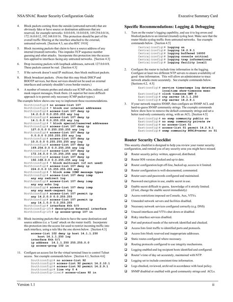 Router Security Configuration Guide Executive Summary Pdf Computer Networking Computing