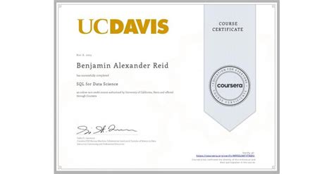 Benjamin Reid On Linkedin Completion Certificate For Sql For Data Science