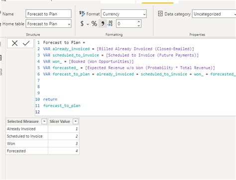 dynamic measure off slicer selection r powerbi