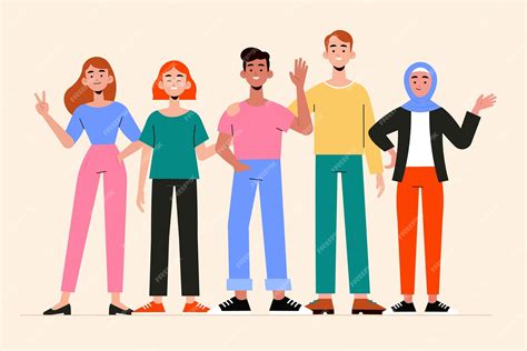 Groep Mensen Illustratie Set Gratis Vector