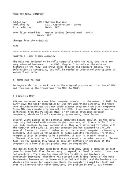 msx2 technical handbook pdf bios subroutine