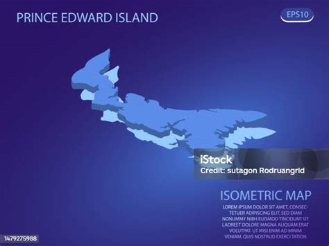 프린스 에드워드 아일랜드의 아이소메트릭 지도 파란색 배경에 현대적인 벡터 인포그래픽을 위한 격리된 3d 아이소메트릭 개념 벡터