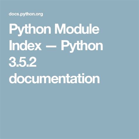 Python Module Index Python 352 Documentation