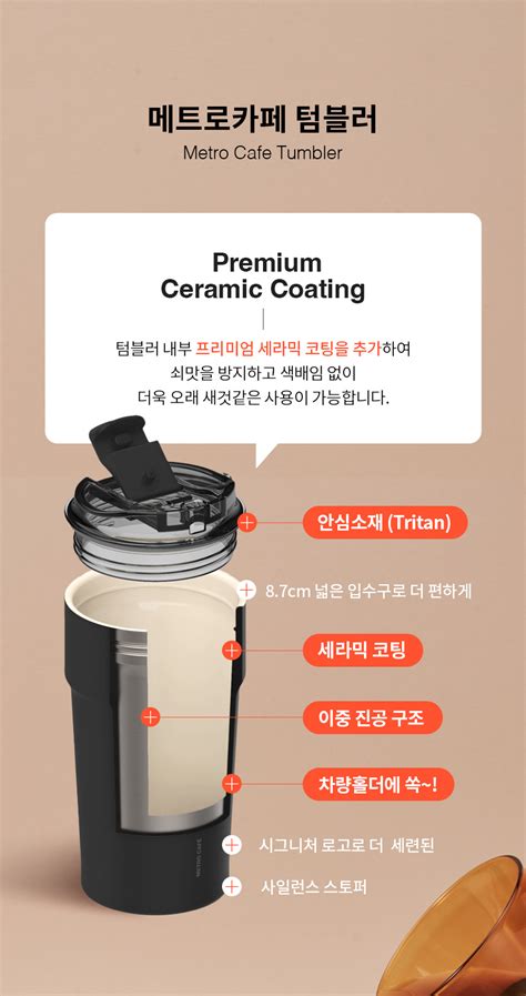 메트로 카페 세라믹 텀블러 500ml 테라조 2color Lhc4357t 감도 깊은 취향 셀렉트샵 29cm