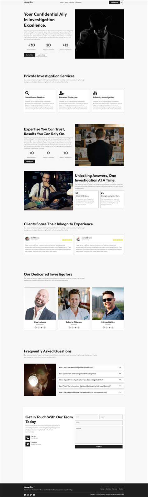 Html5网页设计,侦探网站界面设计模板 17素材网 Html5网页设计,侦探网站界面设计模板 17素材网