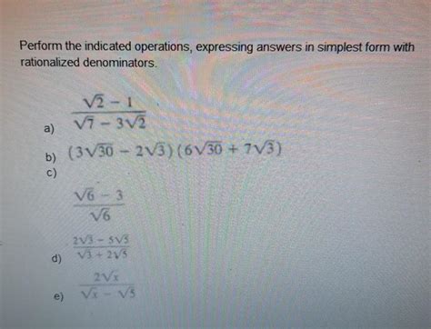 solved perform the indicated operations expressing answers