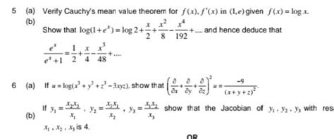 5 a verify cauchy s mean value theorem for f x f′ x in 1 e given f