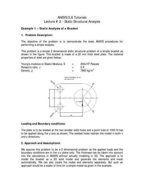 Ansys 5 6 Tutorials Lecture 2 Static Str Download Free Pdf Youngs