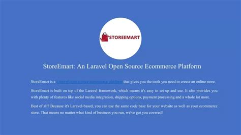 Ppt Storeemart An Laravel Open Source Ecommerce Platform Powerpoint Presentation Id11543705
