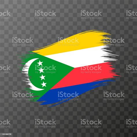 코모로 국기입니다 그런지 브러시 스트로크 투명 한 배경에 벡터 그림입니다 0명에 대한 스톡 벡터 아트 및 기타 이미지 0명