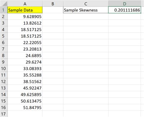 how to calculate skewness in excel