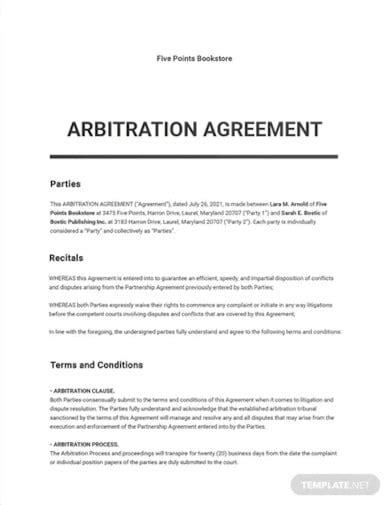 Arbitration Letter Template