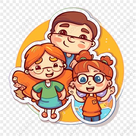 가족 그림의 만화 일러스트 스티커 디자인 벡터그룹화상표 Png 일러스트 무료 다운로드 Lovepik