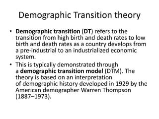 Demographic Transition Theory And Optimum Population PPT