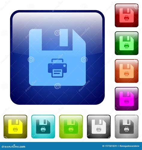 Print File Color Square Buttons Stock Vector Illustration Of Printer Press 197581839